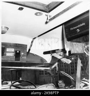 Interior from a crash -damaged bus Stock Photo - Alamy