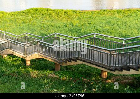 stairs with handrails on both sides in a park Stock Photo - Alamy