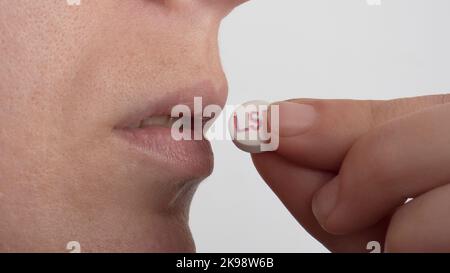 substance use lysergic acid LSD pill, woman trips psychoactive drugs ...