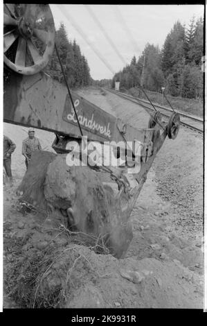 Double track work, excavator Stock Photo - Alamy
