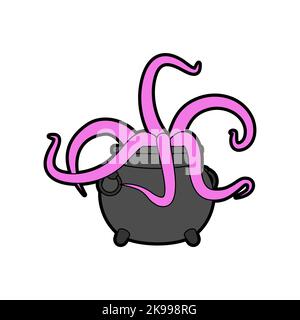 Witch pot octopus. halloween Vector illustration Stock Vector Image ...