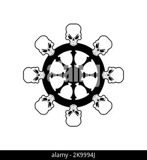 Skull sea captain at the helm of the ship Stock Vector Image & Art - Alamy