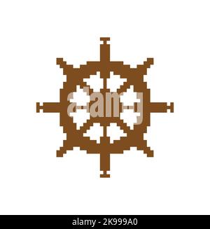 Ships helm pixel art. 8 bit Vector illustration Stock Vector Image ...