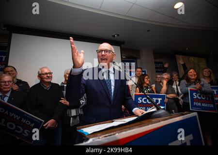 Scott Gillingham delivers his victory speech after being declared the ...
