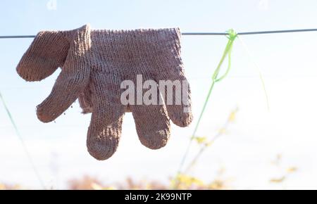 infrared image of the drying the clothes glove on the open space line ...
