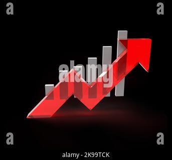 Trading chart, green and red arrows isolated on white background. Stock ...