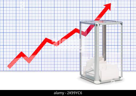 Ballot box with growing chart. 3D rendering isolated on white ...