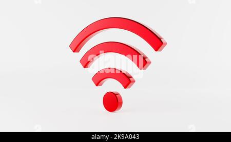 Red wifi symbol isolated on white background Stock Photo - Alamy