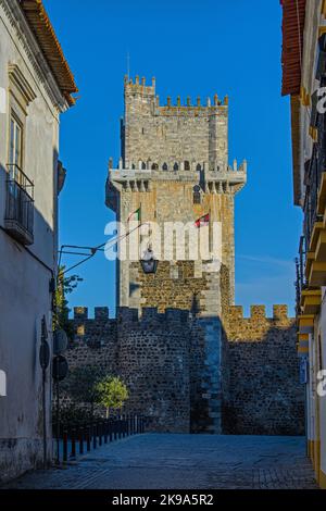Castelo de Beja (Beja castle). 14th century keep tower and town walls ...