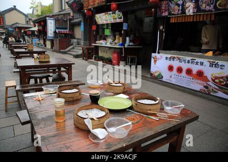 The food street of Dongyi Town, Rizhao City, east China's Shandong ...