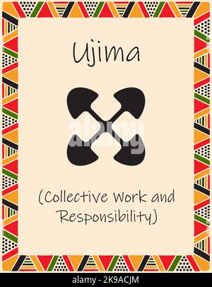 A card with one of the Kwanzaa principles. Symbol Umoja means Unity in ...
