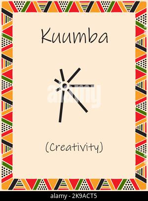 A card with one of the Kwanzaa principles. Symbol Umoja means Unity in ...