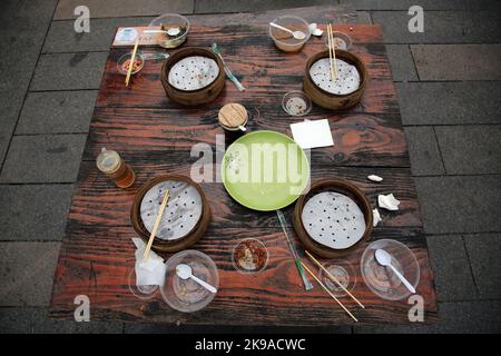The food street of Dongyi Town, Rizhao City, east China's Shandong ...
