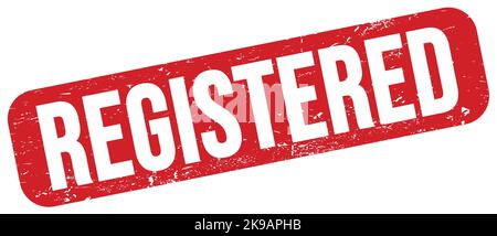 REGISTERED text written on red grungy vintage round stamp Stock Photo ...