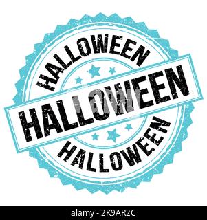 HALLOWEEN text written on blue-black lines stamp sign Stock Photo - Alamy