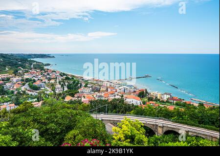 San Vito Chietino - 07-08-2022: High angle view of the Trabocco ...