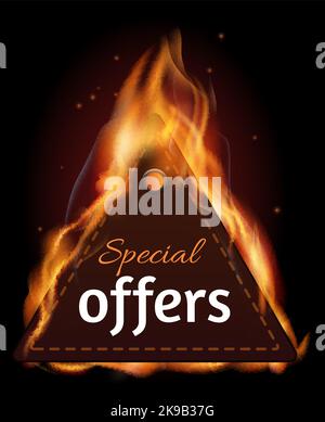 commercial tag with fire flame vector illustration design Stock Vector ...