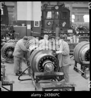 Revision of electric motors for locomotives Stock Photo - Alamy