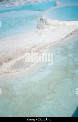 Calcite cliff of Pamukkale, white travertines in Turkey Stock Photo - Alamy