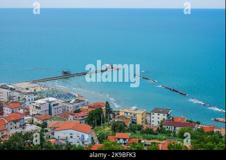 San Vito Chietino - 07-08-2022: High angle view of the Trabocco ...