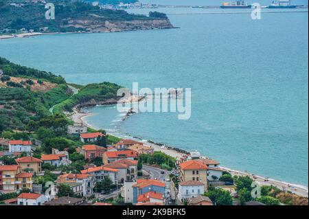 San Vito Chietino - 07-08-2022: High angle view of the Trabocco ...