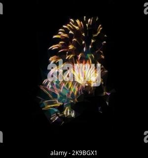 background with fireworks. Colorful explosions at night. Vector in Low ...