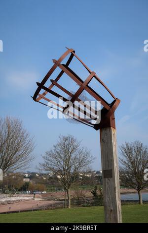 Fire beacon basket on Torquay seafront Stock Photo - Alamy