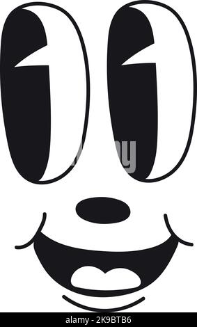 Retro toon face. Smiling comic mascot character isolated on white ...