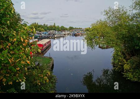 Priory Waterside Marina near Bedford with traditional narrow boats and ...