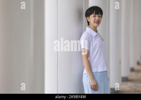 Student Amber Wong Seng-ying, poses for a picture in Tsim Sha Tsui. Amber Wong, a student of ...