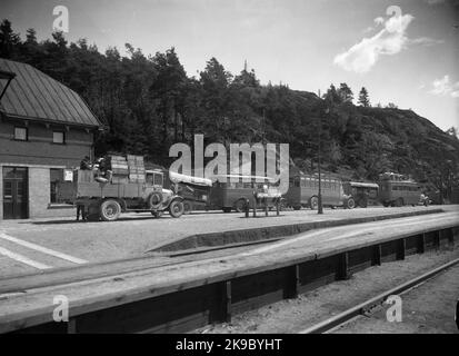 State railways, SJ buses and trucks at Dingle Railway Station. The ...