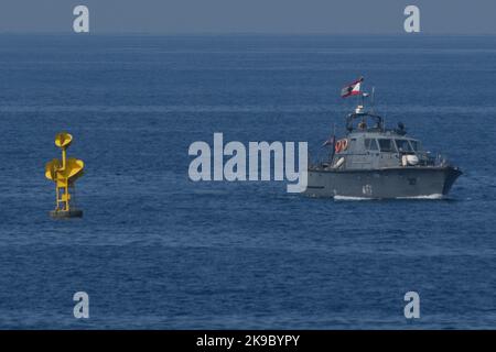 Israel. A navy patrol boat near the city of Eilat and the Israeli ...