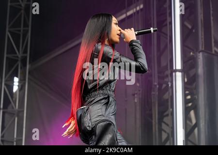 Rapper Lakeyah performing at Breakout Festival at the PNE Amphitheatre ...