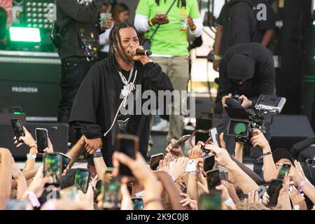 Rapper Pressa performing at Breakout Festival at the PNE Amphitheatre ...