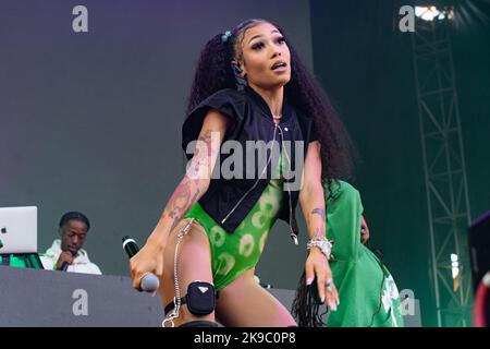 Rapper Coi Leray performing at Breakout Festival at the PNE ...