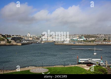 Plymouth Barbican and beyond seen from a vantage point at Mount Batten ...