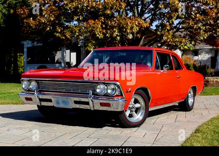 1966 Chevelle 300 Deluxe on pavement Stock Photo - Alamy