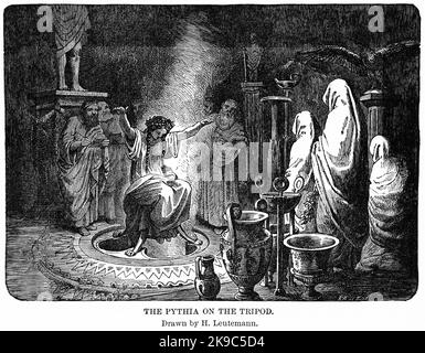 ORACLE OF DELPHI The Pythia (High Priestess) wrestles with snakes in an ...