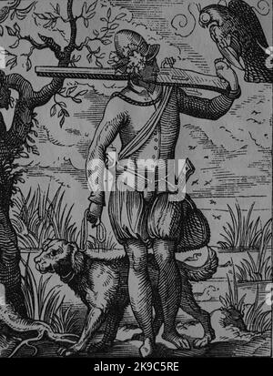 Europe. German falconer. Engraving, 19th century Stock Photo - Alamy