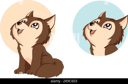 Little Adorable Wolf Cub Logo Design Stock Vector Image & Art - Alamy