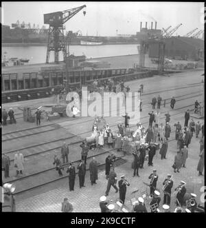 Home transport of Danish refugees. The picture taken from the train ...