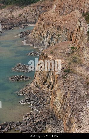 Early Cretaceous rhyolitic columnar rock formation located in the ...