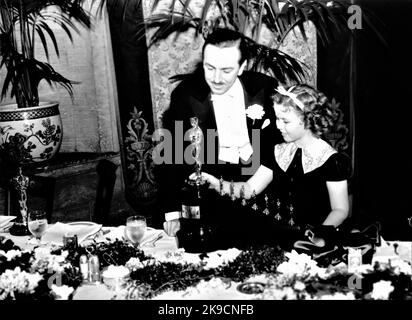 Shirley Temple and Walt Disney, Oscars ceremony in 1935. Shirley Temple ...