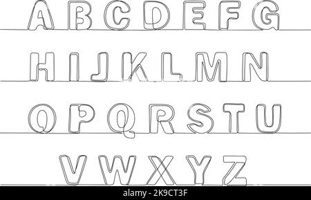 Continuous one line English alphabet, vector illustration Stock Vector ...