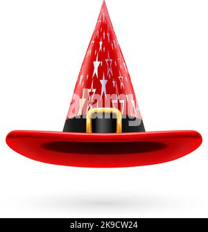 Red sorcerer hat with golden stars Stock Vector Image & Art - Alamy