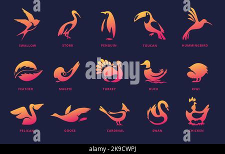 magpie bird negative space logo vector illustration Stock Vector Image ...