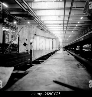 String concrete in Veddige. Manufacture of concrete beams Stock Photo ...