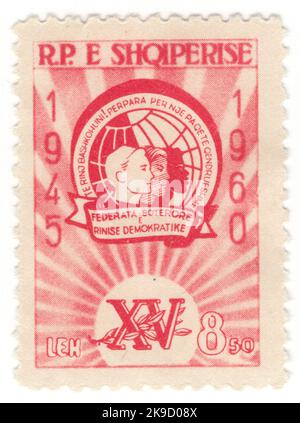 ALBANIA - 1960 November 10: An 1,50 lek ultramarine postage stamp ...