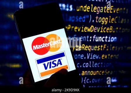 In this photo illustration, a Visa Master Card logo is displayed on a ...