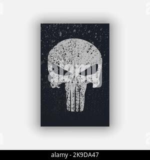 Skull of punisher poster with gritty texture graphics design, vector ...